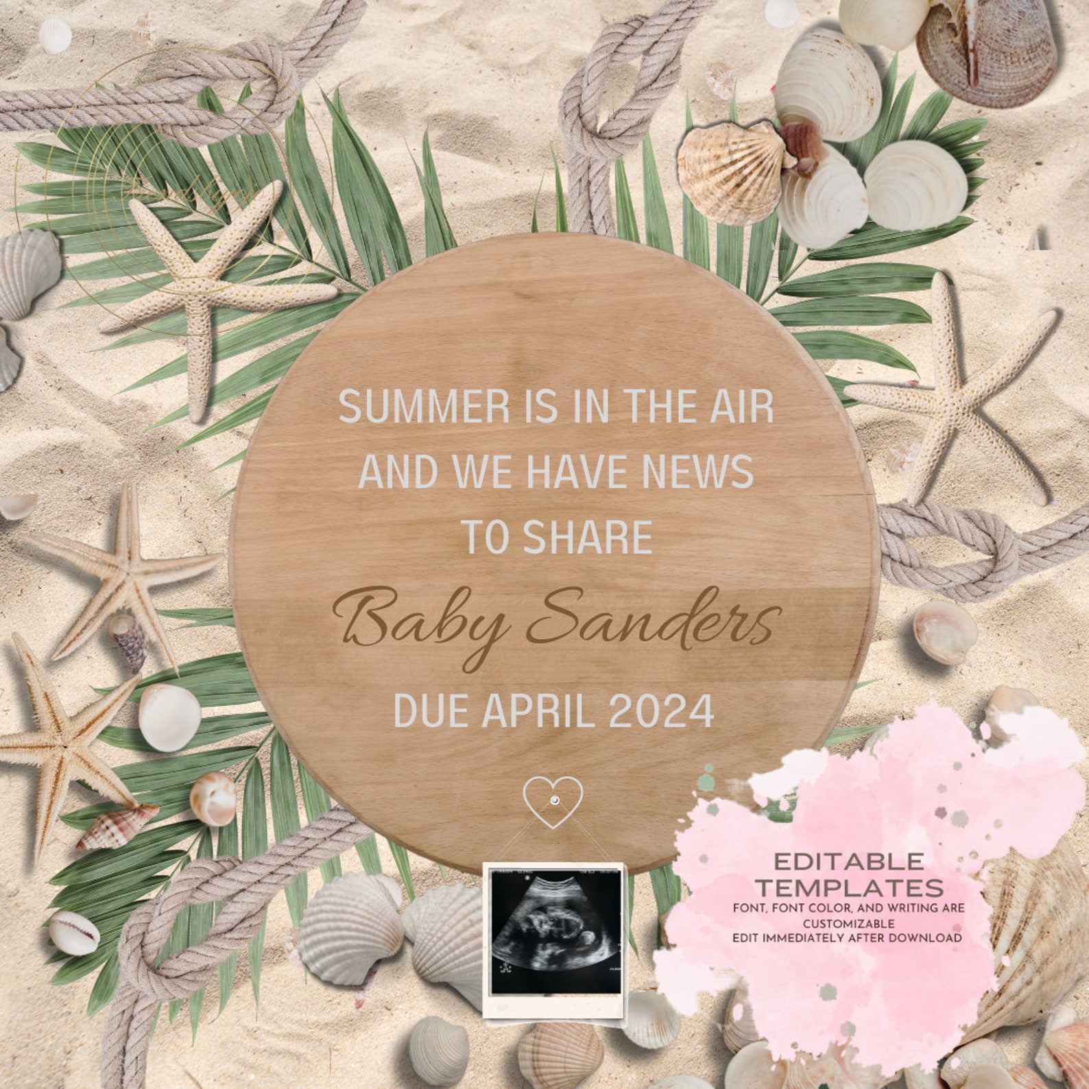 Summer Digital Pregnancy Announcement Baby Announcement - Etsy