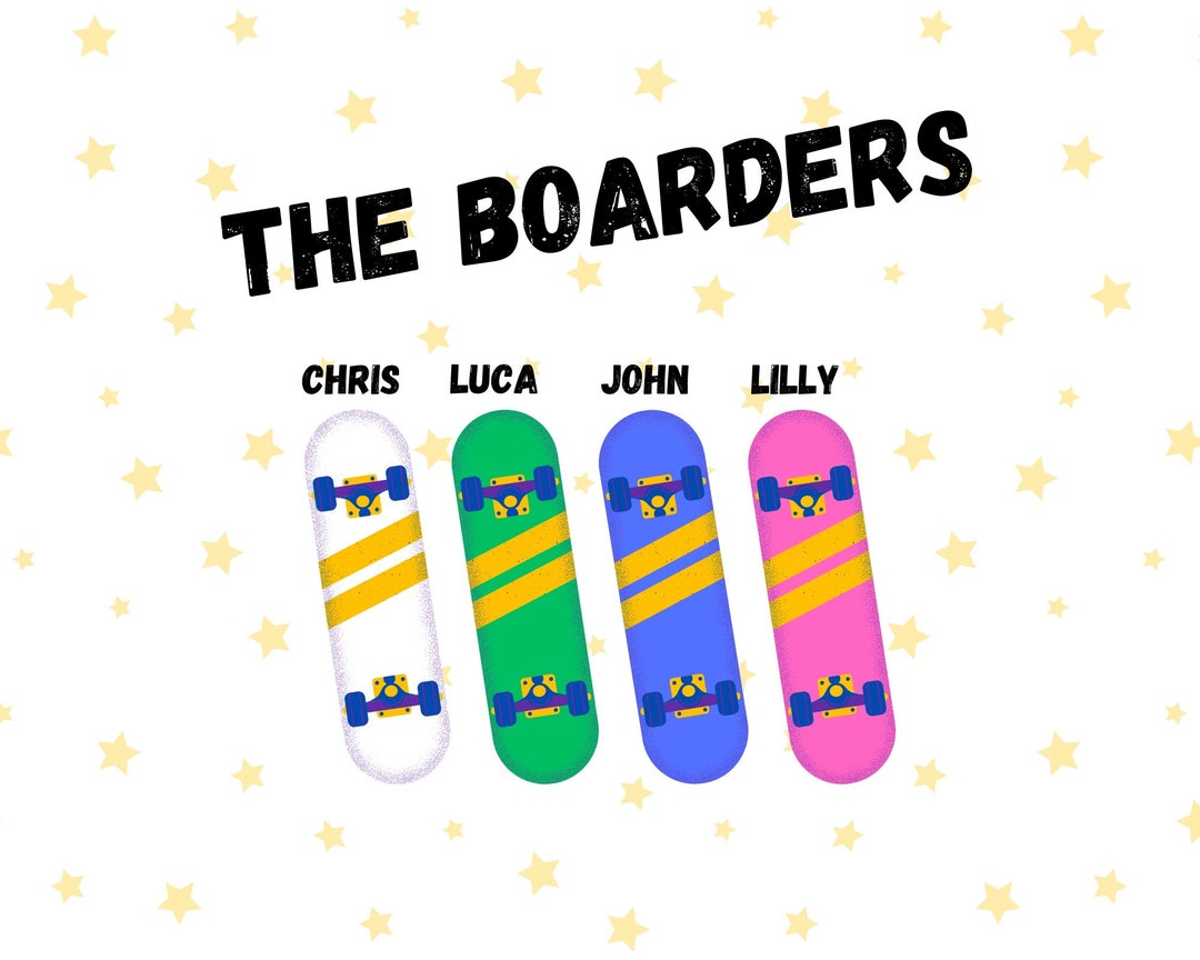 Skateboarding Art - Friend Art - the BOARDERS - Personalized - Etsy