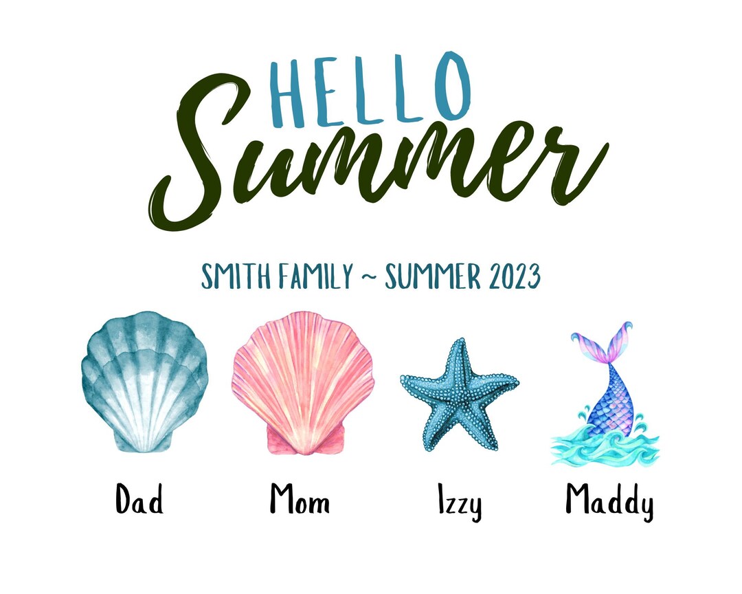Summer Art / Sea Shell Art / Family Art / Personalized Art / Beach ...