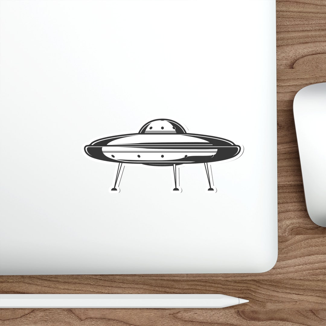 UFO LANDING GEAR Black and White Die-cut Stickers Space Travel Sci-fi ...
