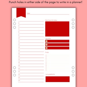 Red Daily Planner Printable to Do List Digital Print - Etsy