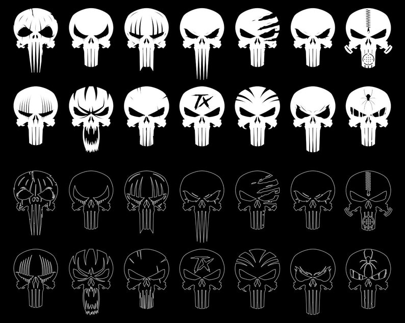 Punisher Skulls Bundle Digital Download Files SVG DXF PDF - Etsy