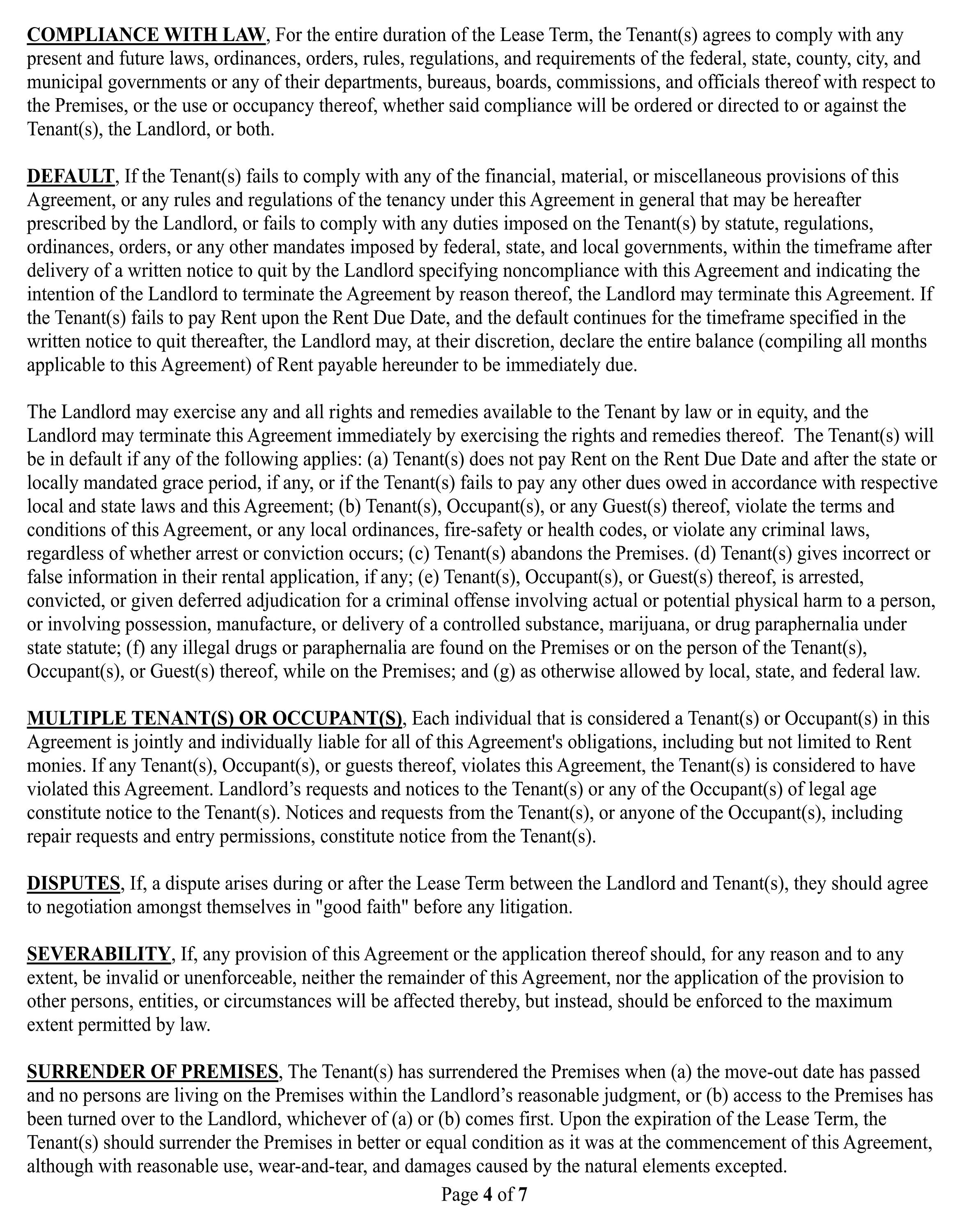 Standard Residential Lease Agreement / Landlord Lease Agreement ...