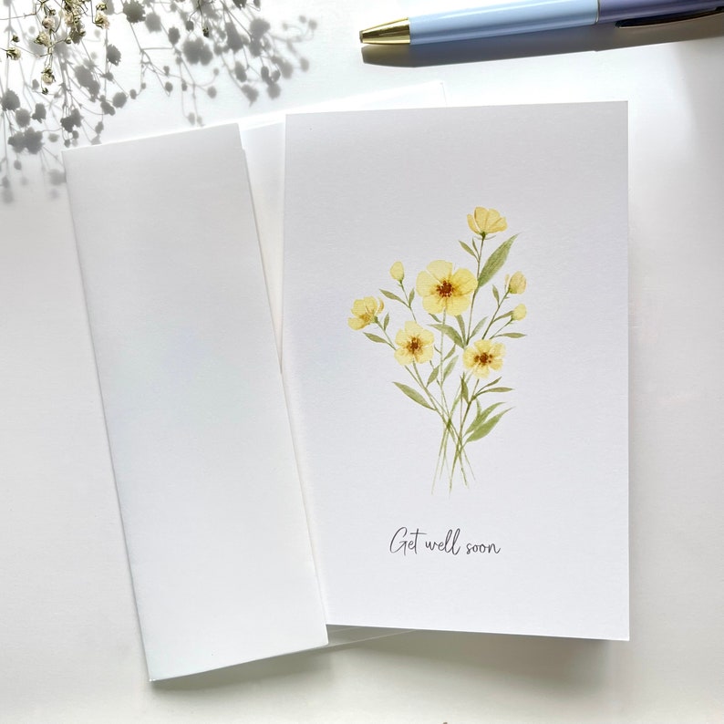 Yellow Flowers Get Well Soon Card - Etsy