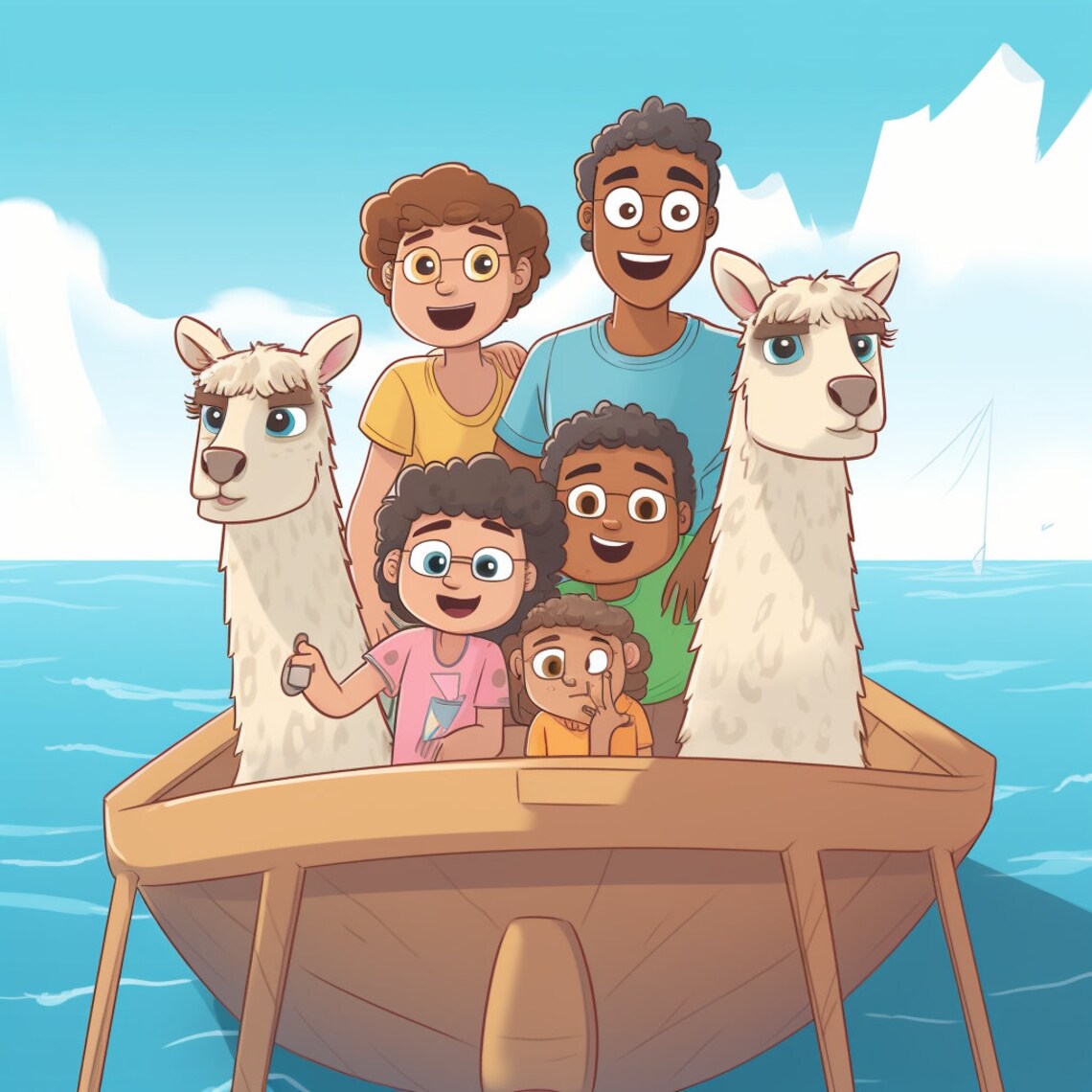 Bundle of Cute Cartoon Alpacas on a Boat - Etsy