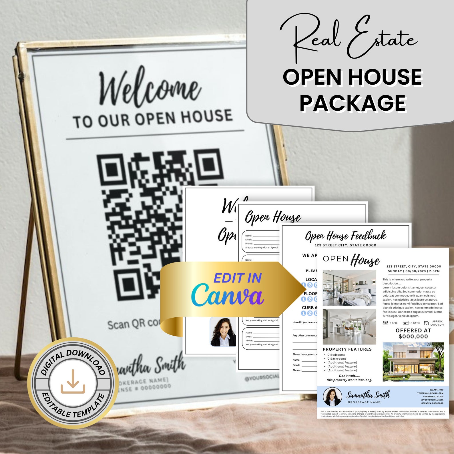 Real Estate Open House Package: Canva Template (digital Download) - Etsy