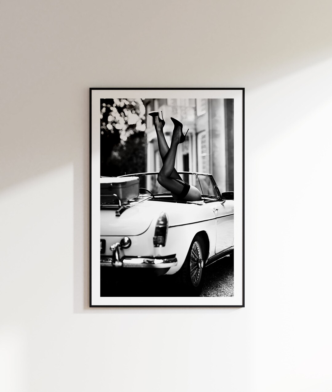 Talons hauts en impression de voiture classique, photographie de mode ...