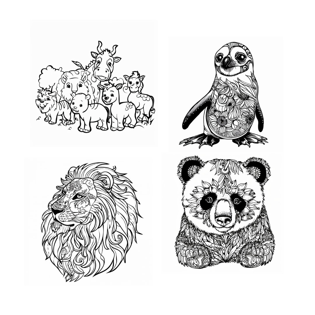 120 páginas imprimibles para colorear de animales descarga instantánea ...