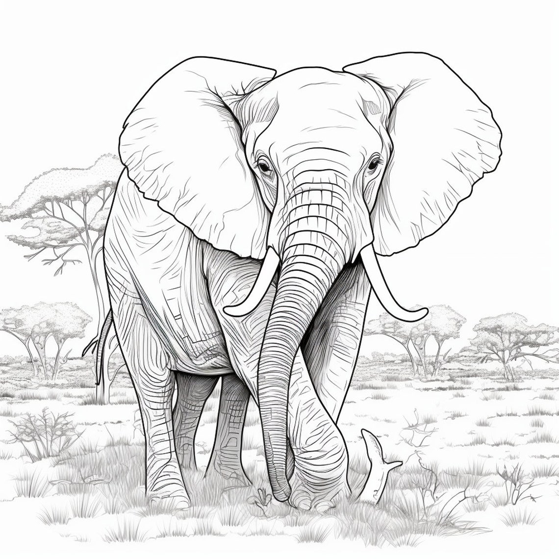 African Savanna Animals Coloring Book for All Ages 88 Stress-relieving ...