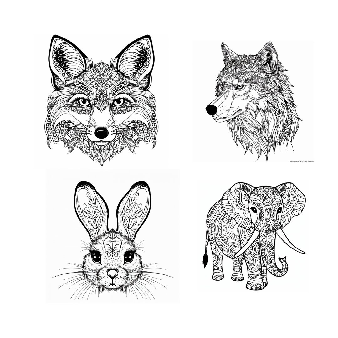 120 páginas imprimibles para colorear de animales descarga instantánea ...