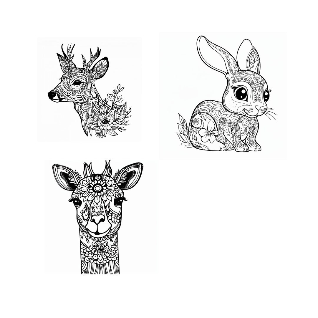 120 páginas imprimibles para colorear de animales descarga instantánea ...