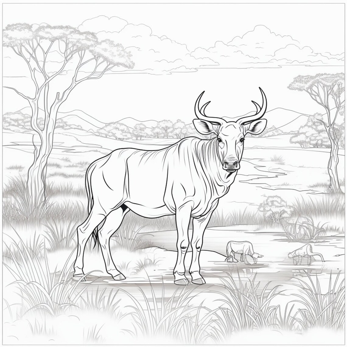 African Savanna Animals Coloring Book for All Ages 88 Stress-relieving ...