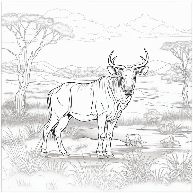 African Savanna Animals Coloring Book for All Ages | 88 Stress ...