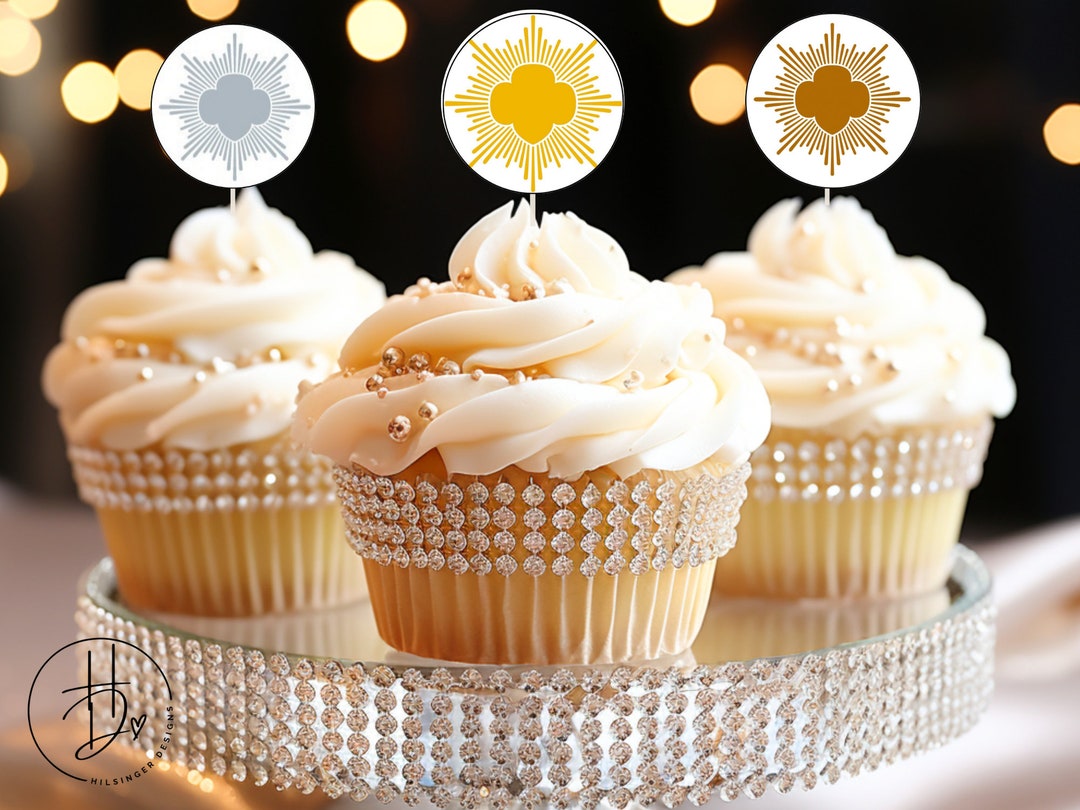 Party Supplies Digital Download Printable Cupcake Toppers GS Award Gold ...