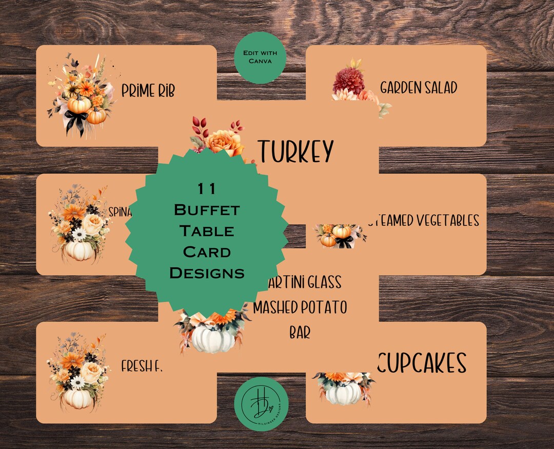 Thanksgiving Buffet Card Boho Wedding Buffet Cards Gender - Etsy