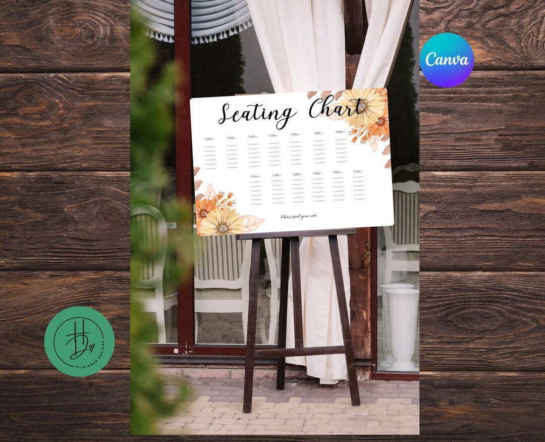 Instant Download Wedding Seating Sign Seating Chart Sign Wildflower ...