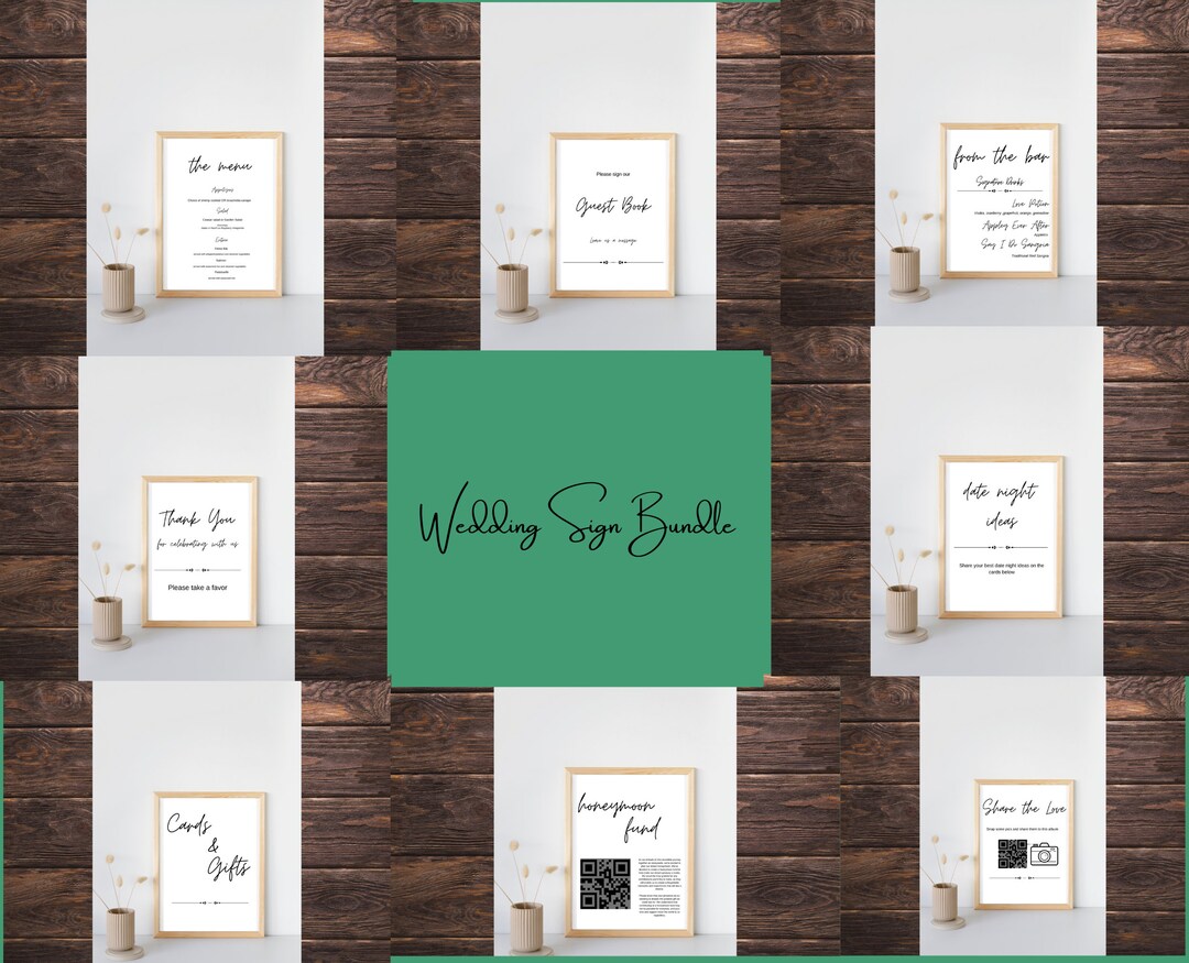 Wedding Sign Bundle Modern Wedding Signs Template Wedding Template ...