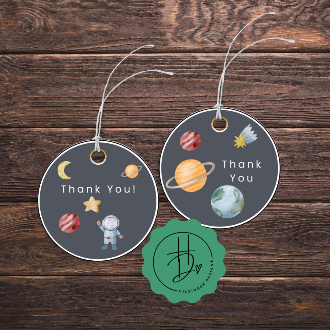 Instant Download Planets Rocket Astronaut Thank You Tag Space Theme ...