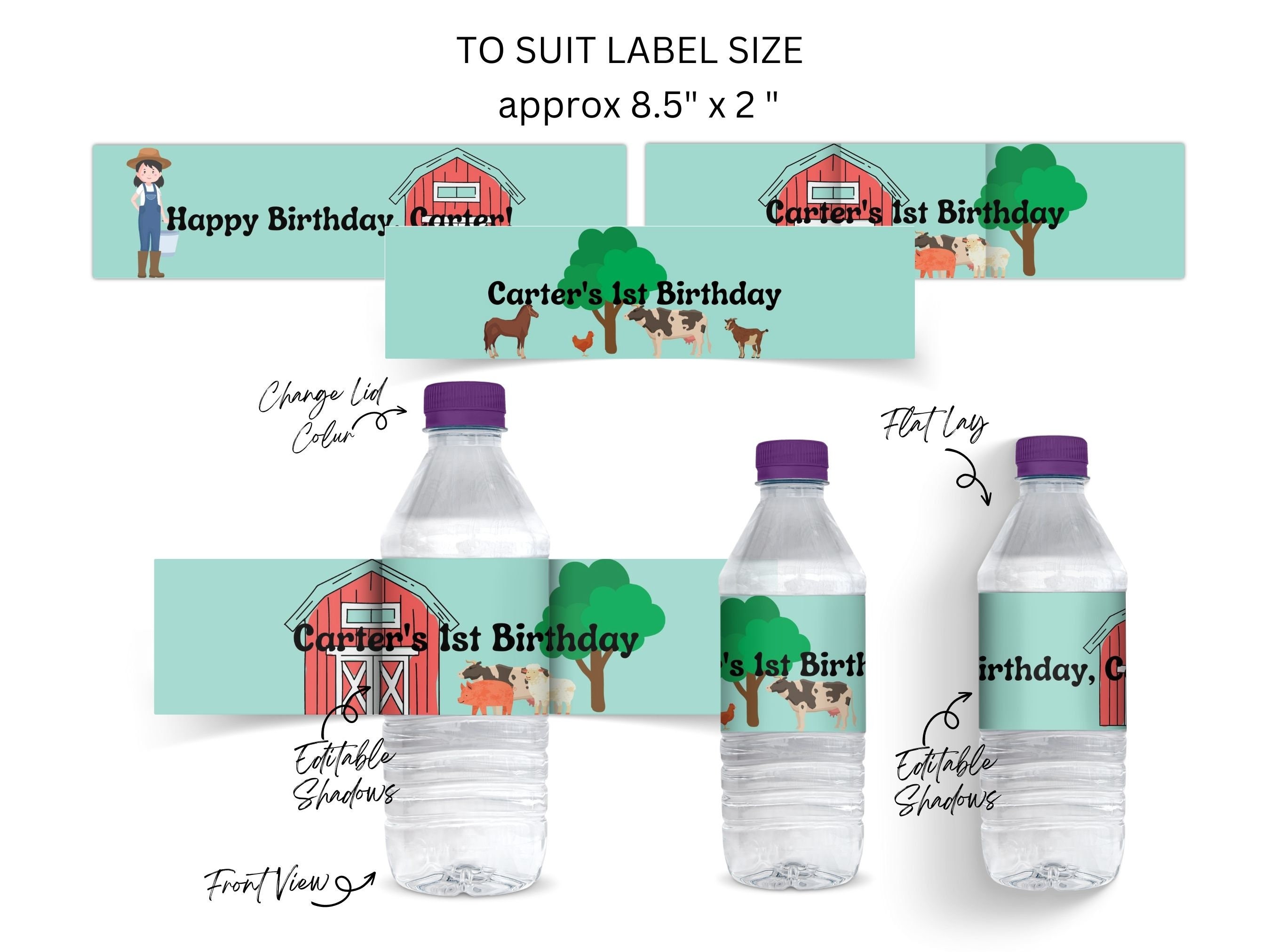 Farm Animals Editable Template Editable Farm Bottle Label Farm Party ...