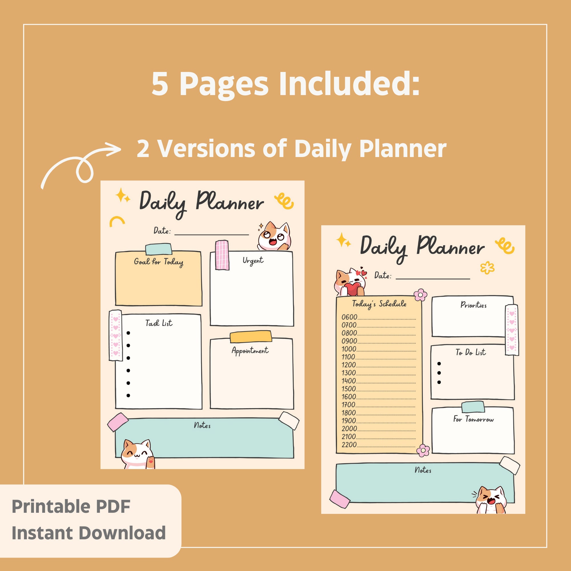 Cute Kawaii Daily Planner, Weekly Planner and Monthly Planner I Cute ...