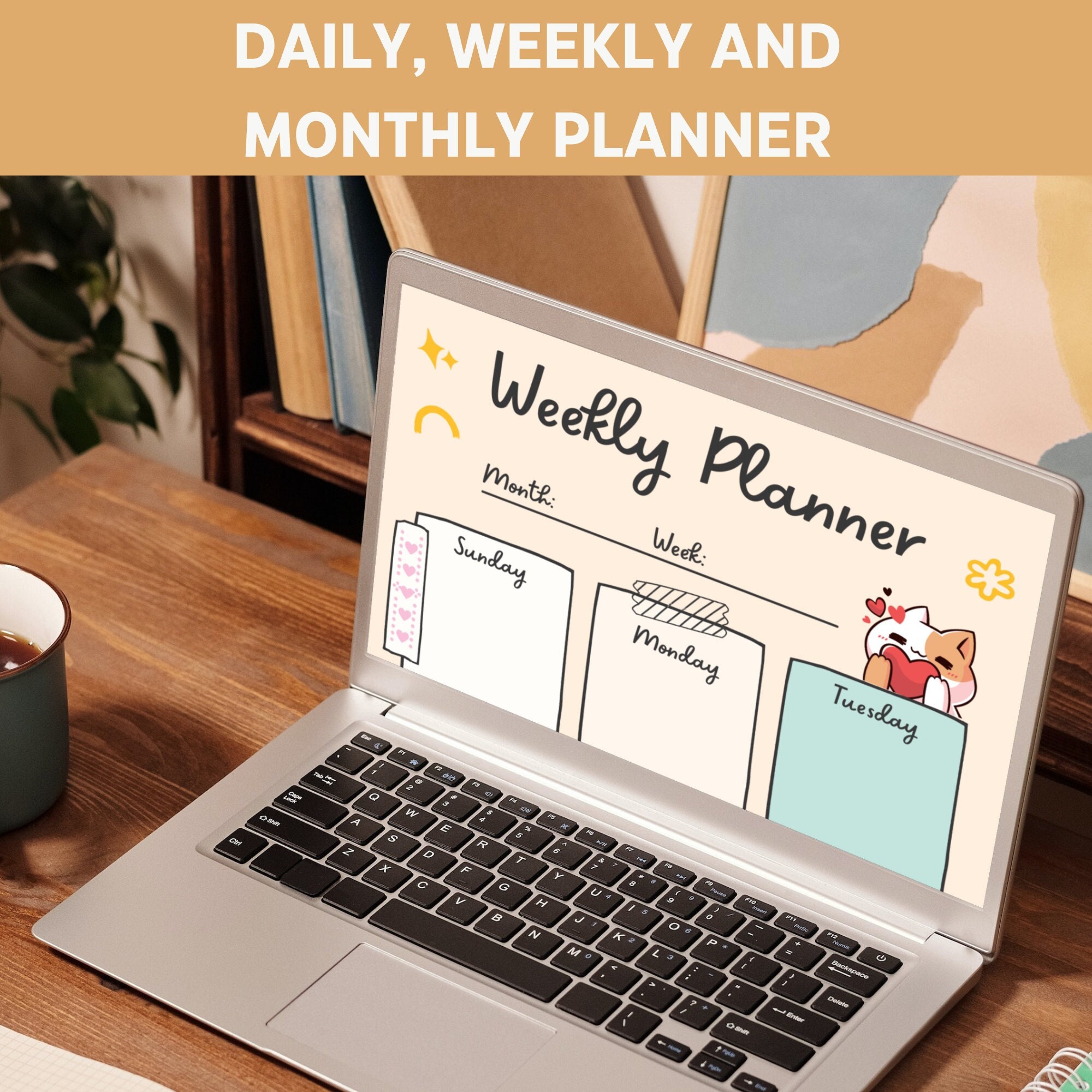 Cute Kawaii Daily Planner, Weekly Planner and Monthly Planner I Cute ...