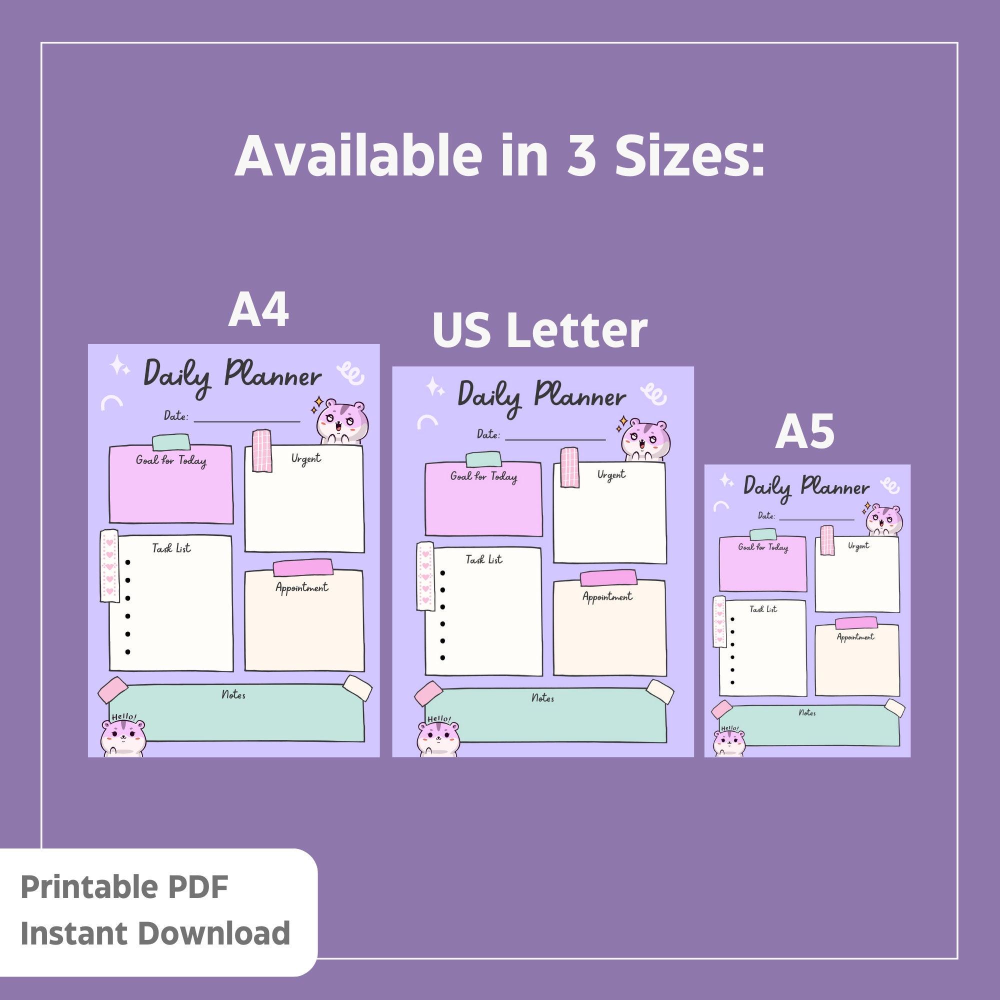 Cute Kawaii Daily Planner, Weekly Planner, Monthly Planner I Cute ...