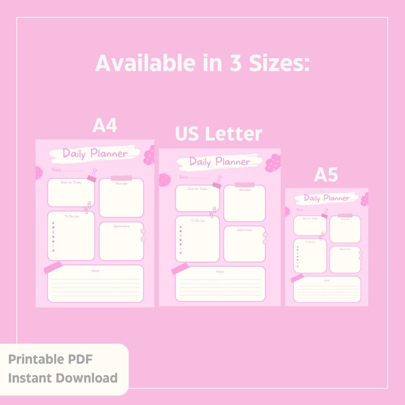 Soft Pink Daily Planner, Weekly Planner and Monthly Planner I Soft Pink ...