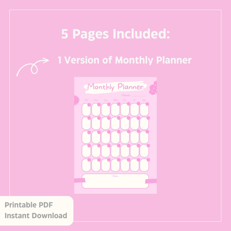 Soft Pink Daily Planner, Weekly Planner and Monthly Planner I Soft Pink ...