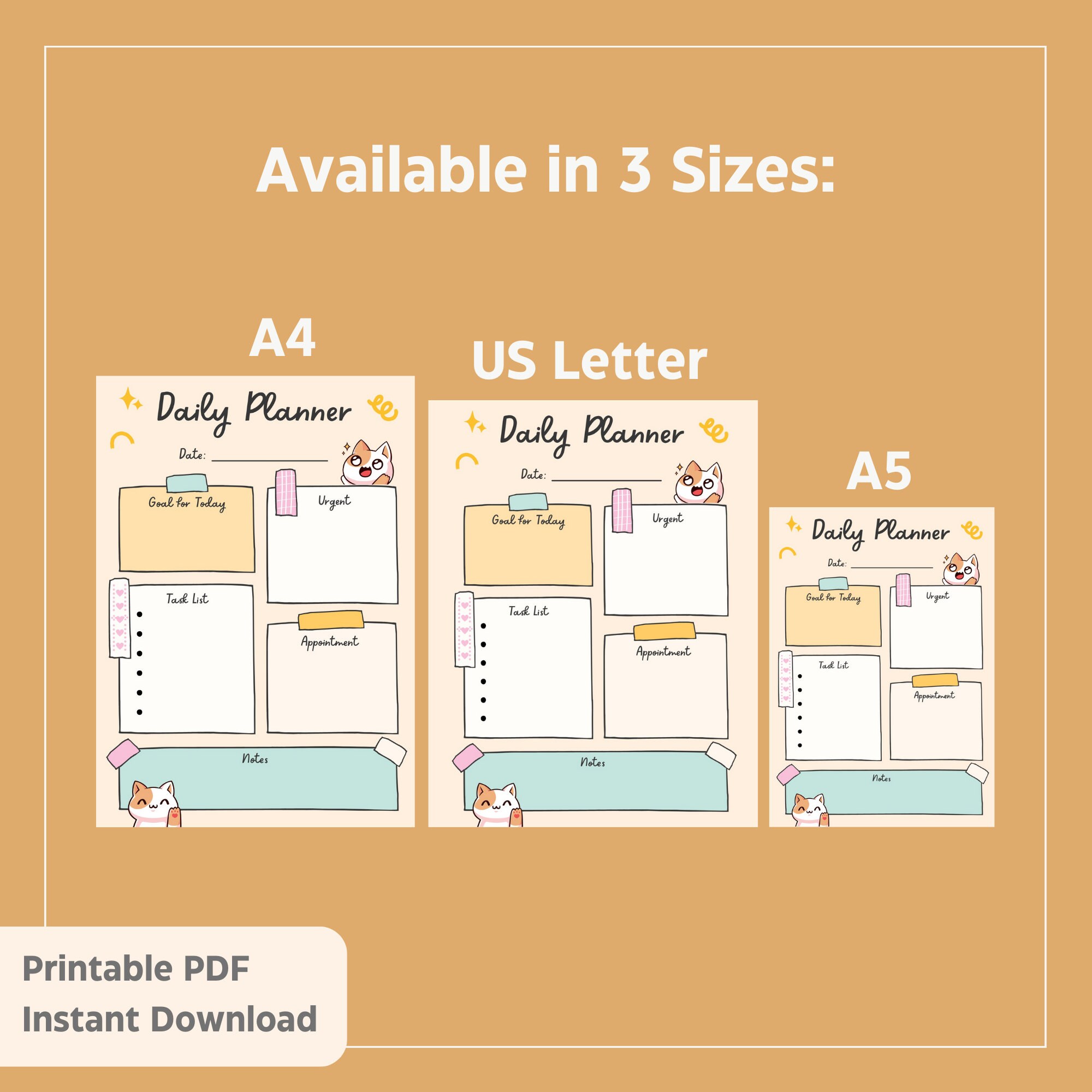 Cute Kawaii Daily Planner, Weekly Planner and Monthly Planner I Cute ...