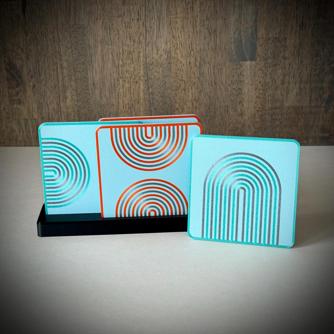 Art Coasters - Midcentury Modern Wave, MCM Geometric Pattern, Set of 4 ...