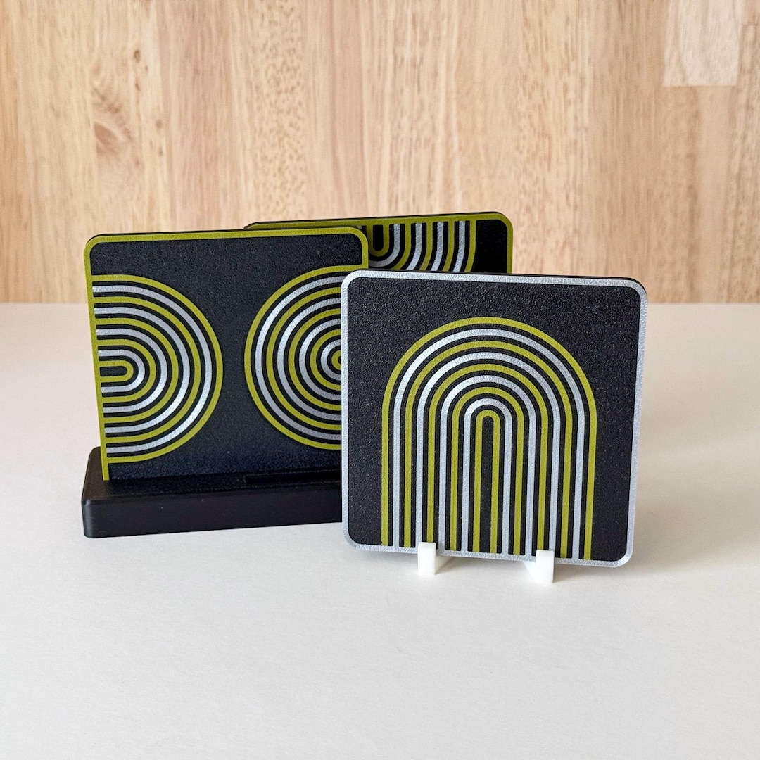 Art Coasters - Midcentury Modern Wave, MCM Geometric Pattern, Set of 4 ...
