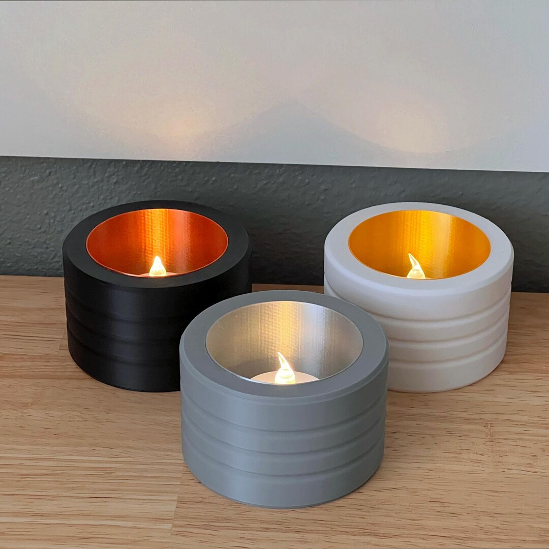 Set of 3 Modern Round Tea Lights - Etsy