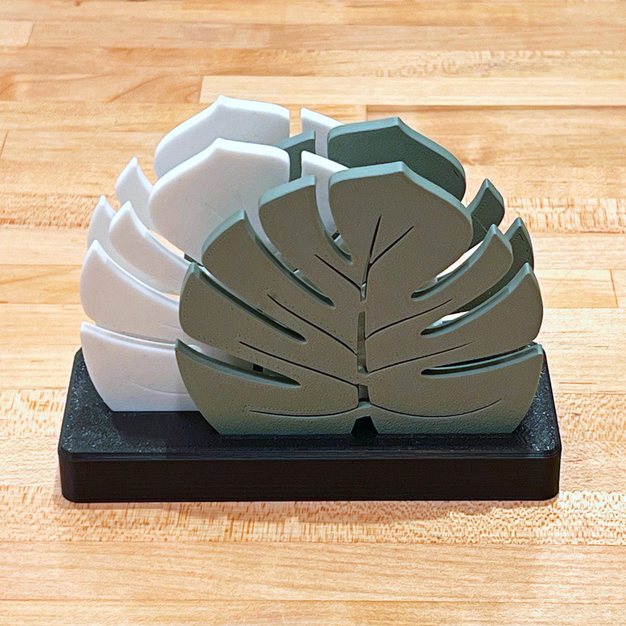 Monstera Coasters (4) With Stand - Etsy