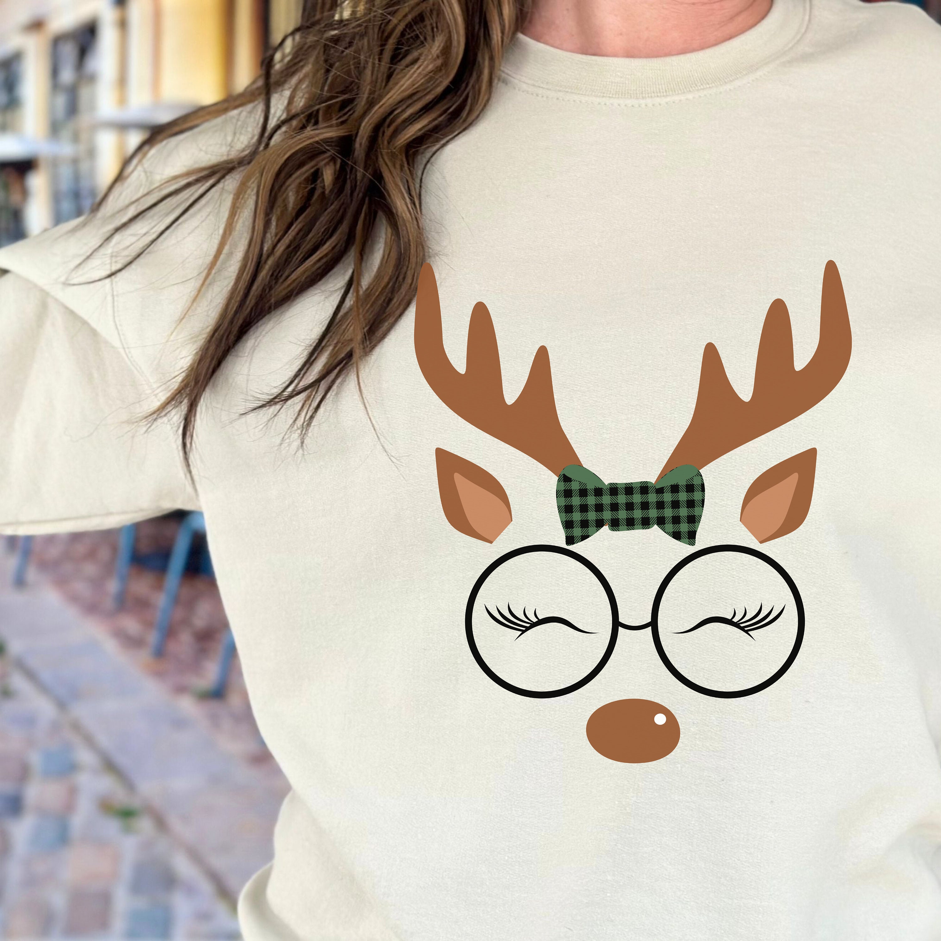 Cute Girl Reindeer Face, Rudolph the Red Nose Reindeer Christmas ...