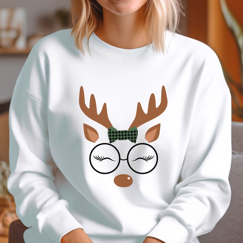 Cute Girl Reindeer Face, Rudolph the Red Nose Reindeer Christmas ...