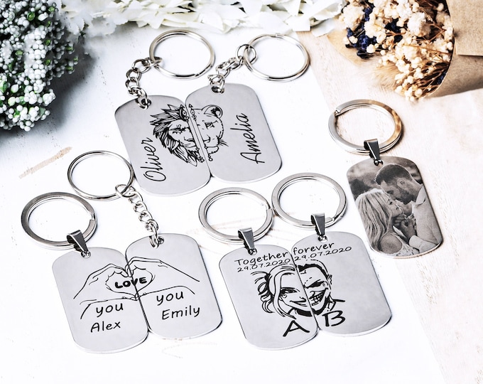 Personalized Photo Engraved Keychain for Boyfriend or Girlfriend ...