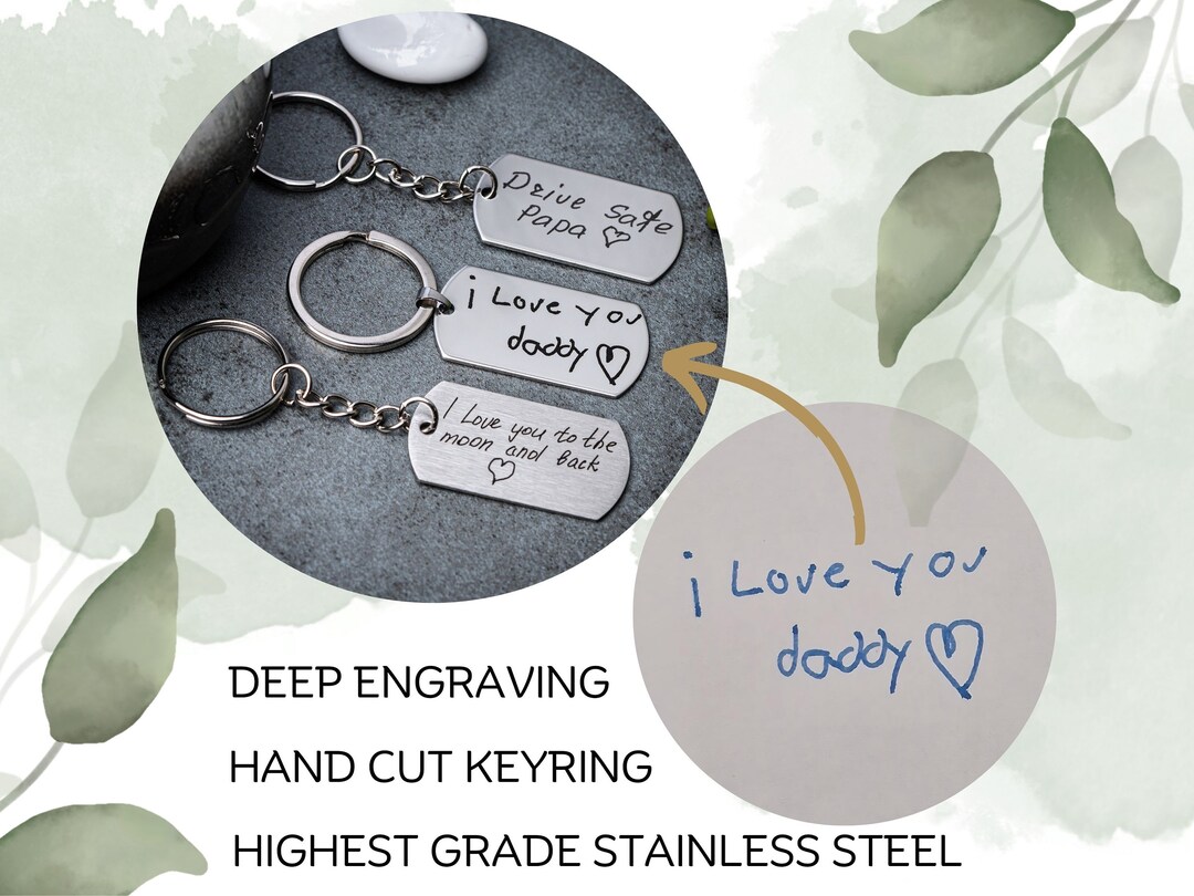 Personalized Actual Mini Handwriting Keyring, Memorial Gift From ...