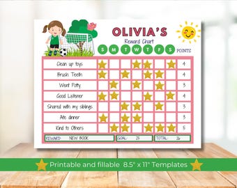Soccer Reward Chart for Kids Behavior Chart Printable, Chore Chart ...