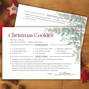 Christmas Recipe Card Template 6"x4", Editable in Canva, Digital ...
