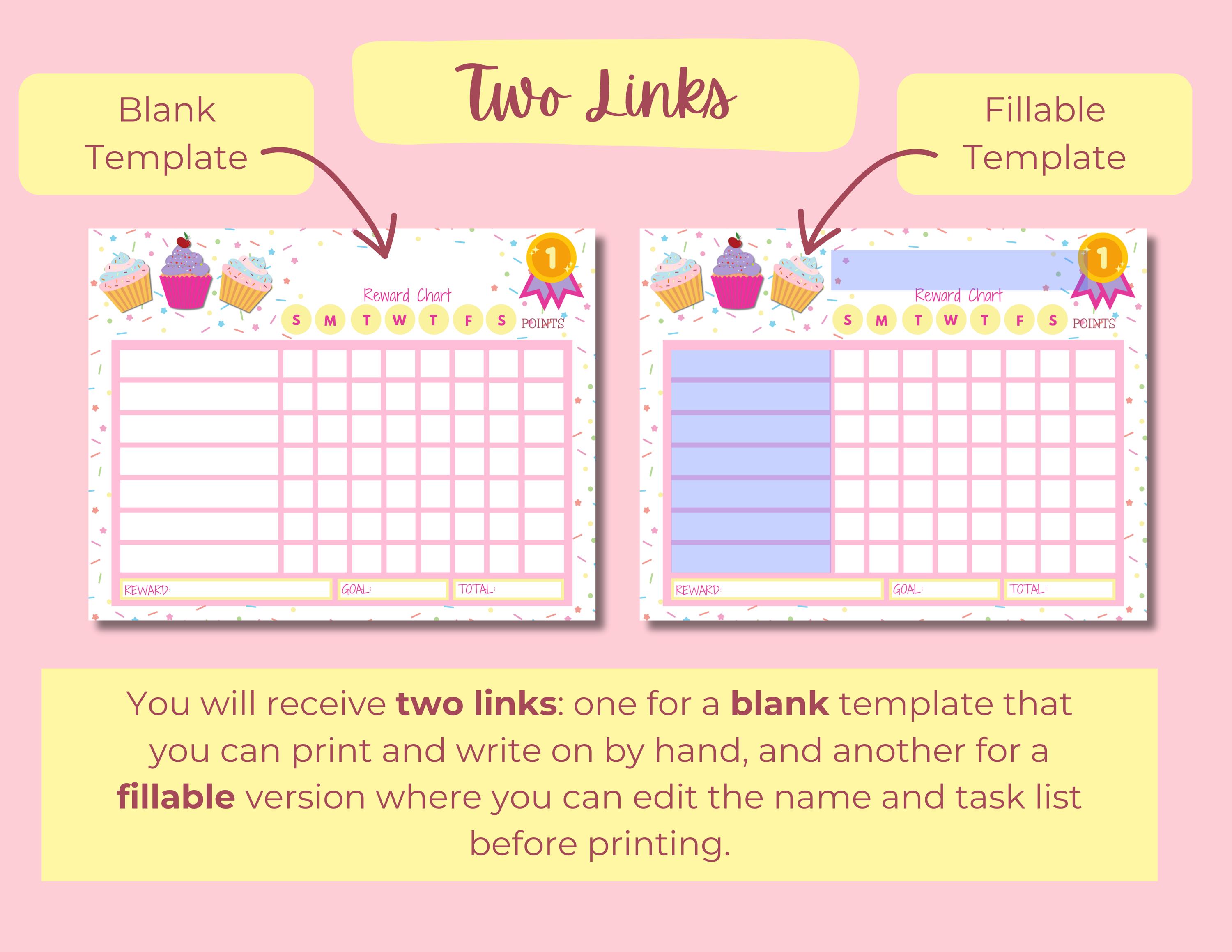 Cupcake Chore Chart for Kids Printable, Toddler Chore Chart, Digital ...