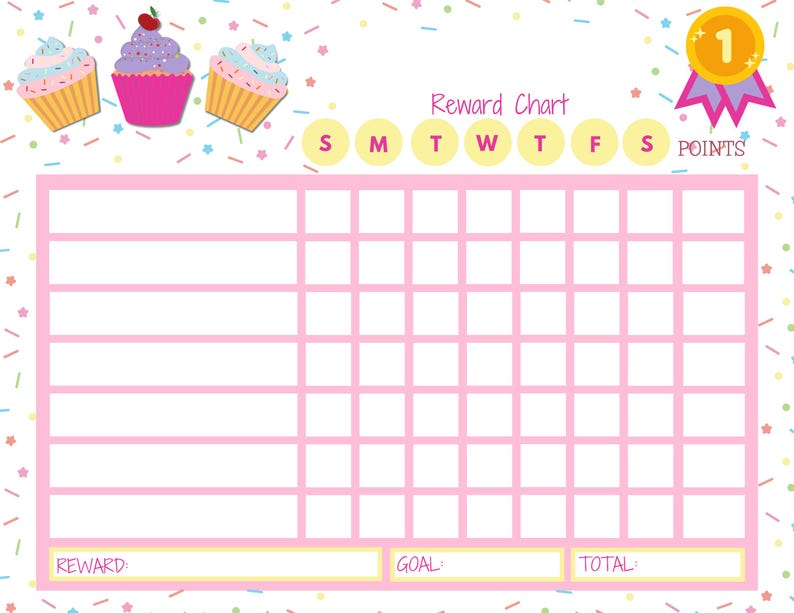 Cupcake Chore Chart for Kids Printable, Toddler Chore Chart, Digital ...