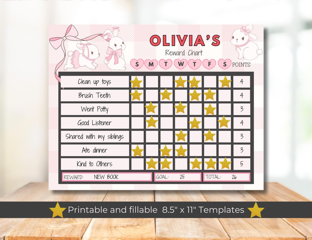 Bunny Chore Chart for Kids Printable, Toddler Chore Chart, Digital ...