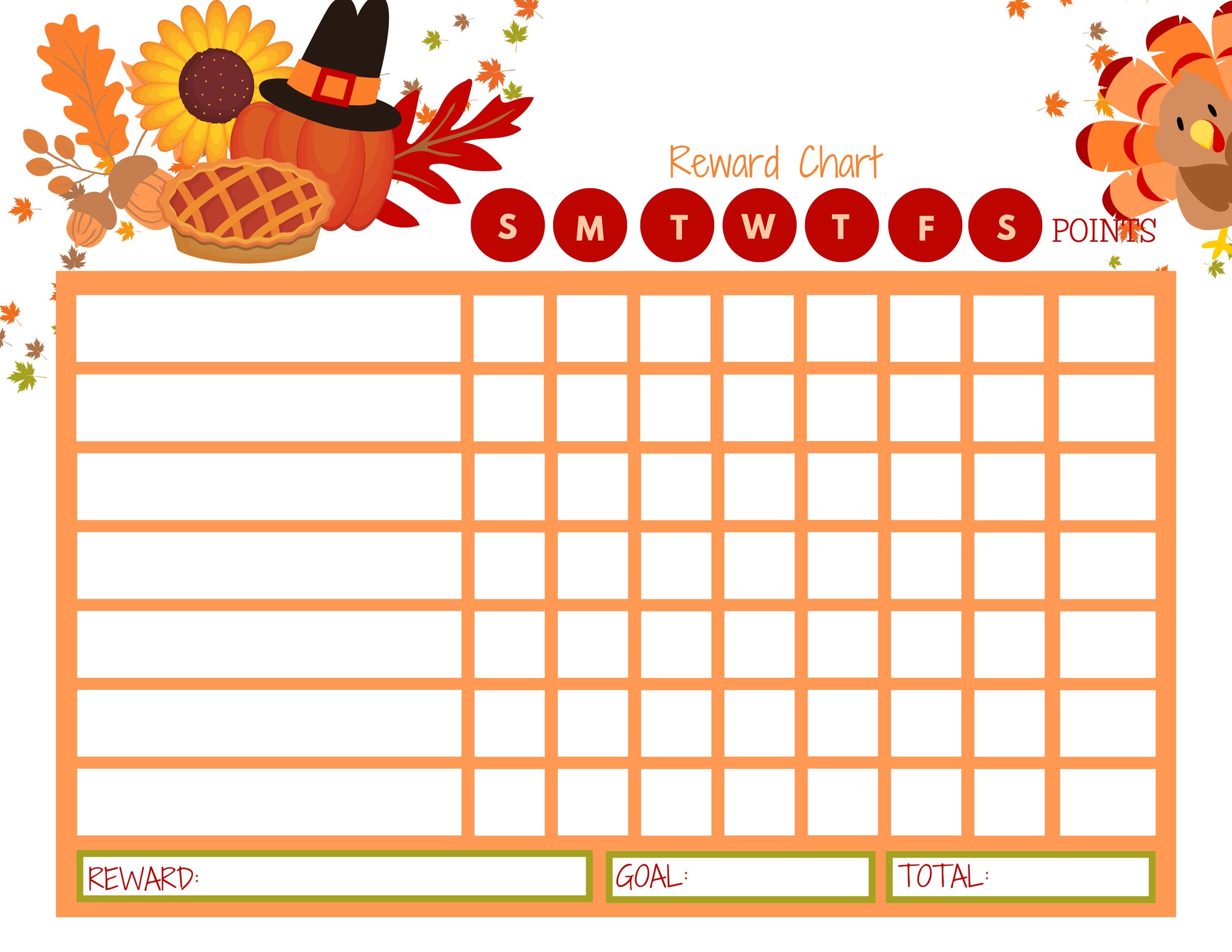 Thanksgiving Chore Chart for Kids Printable, Toddler Chore Chart ...