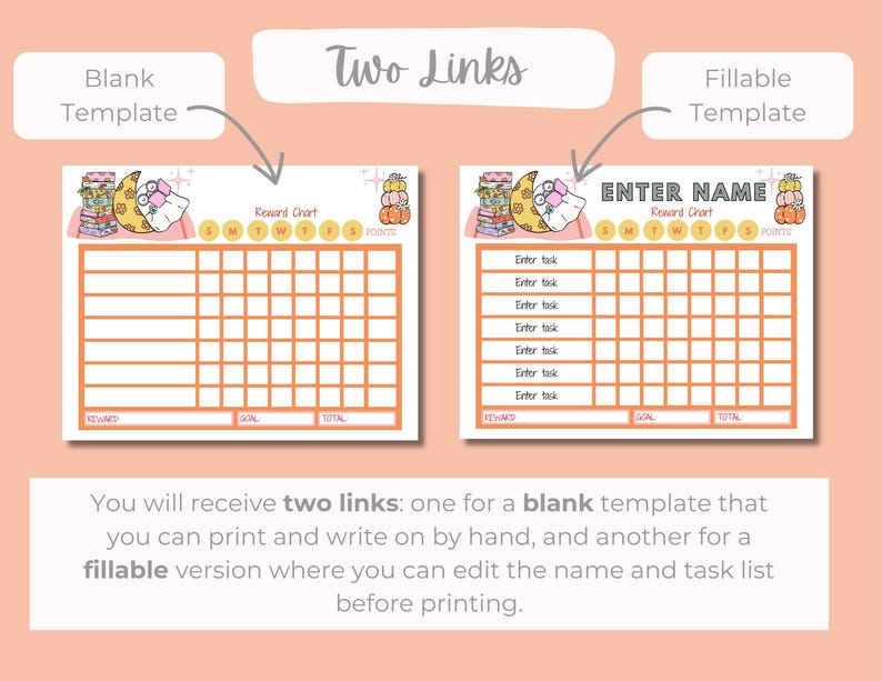 Fall Book Lover Chore Chart for Kids Printable, Toddler Chore Chart ...