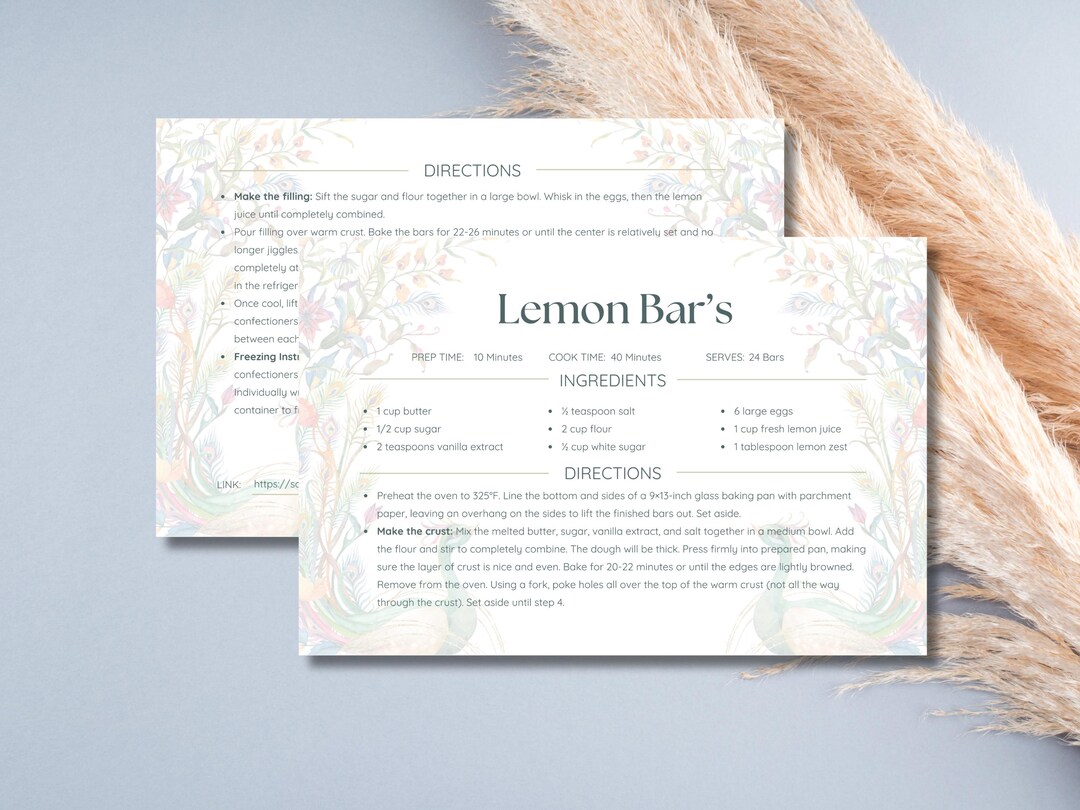Vintage Peacock Recipe Card Template – Editable Canva Download ...