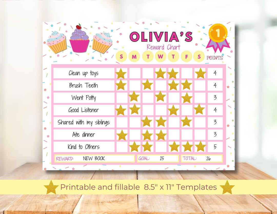 Cupcake Chore Chart for Kids Printable, Toddler Chore Chart, Digital ...