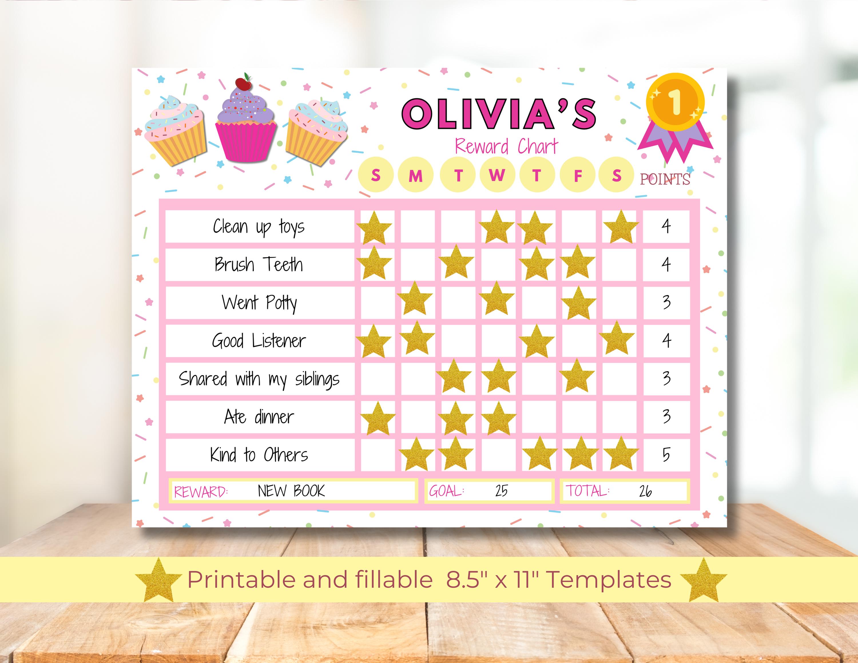 Cupcake Chore Chart for Kids Printable, Toddler Chore Chart, Digital ...