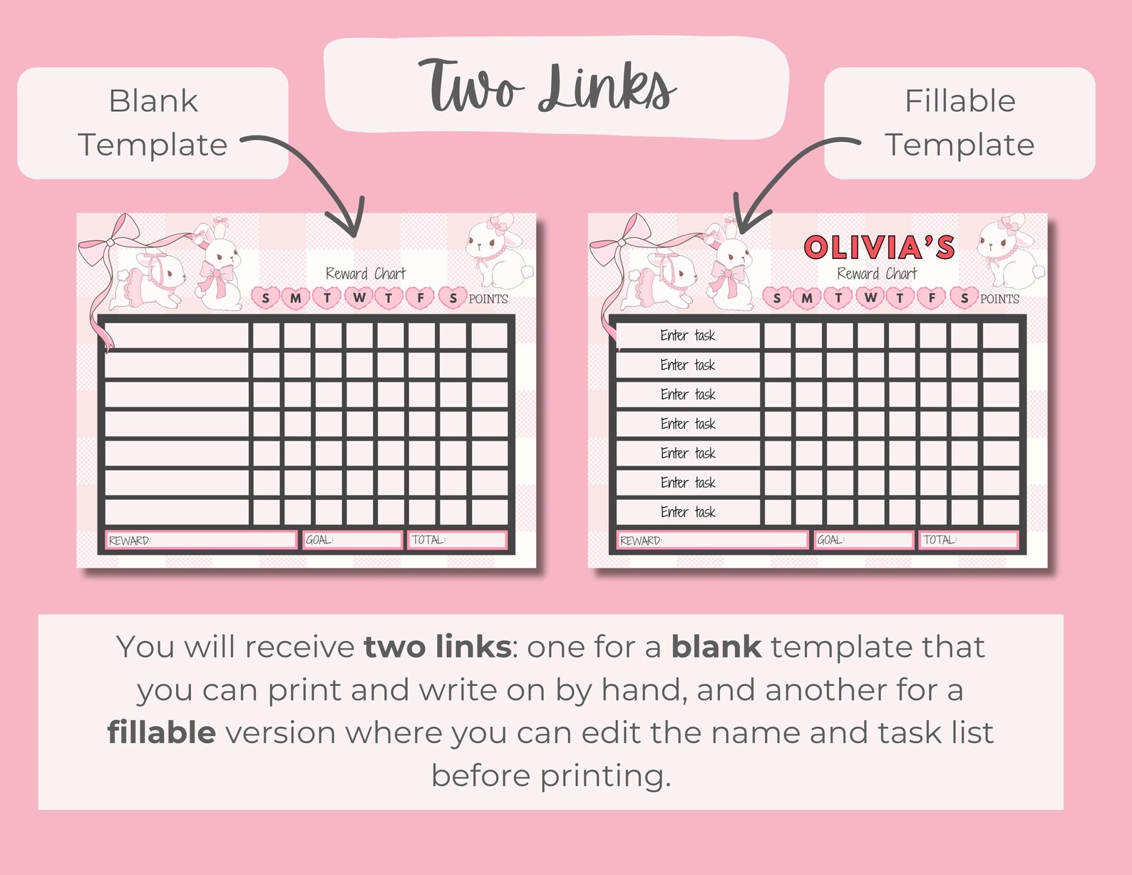 Bunny Chore Chart for Kids Printable, Toddler Chore Chart, Digital ...