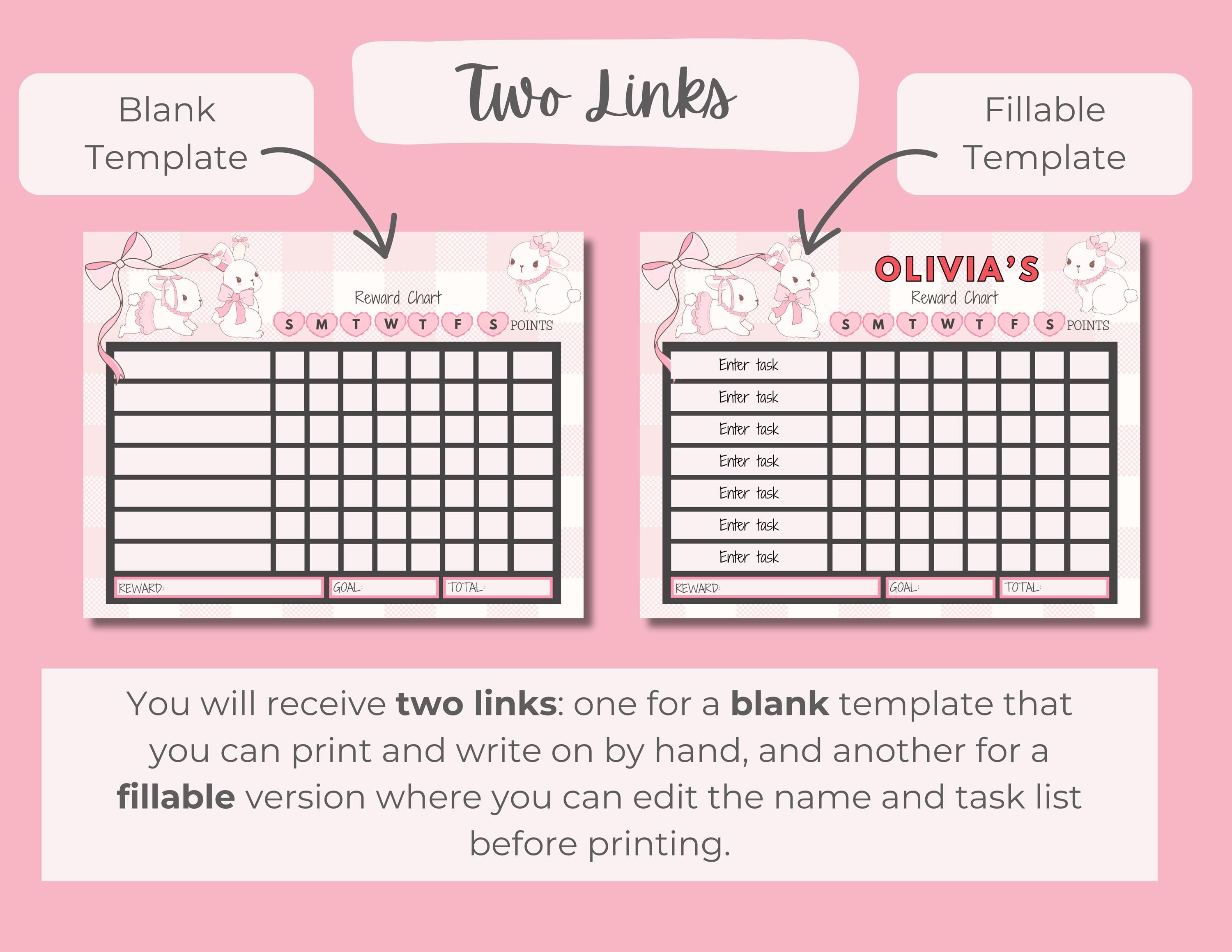 Bunny Chore Chart for Kids Printable, Toddler Chore Chart, Digital ...
