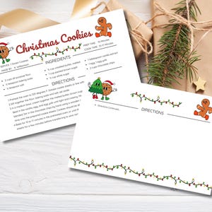 Retro Christmas Recipe Card Template 6"x4", Editable in Canva, Digital ...
